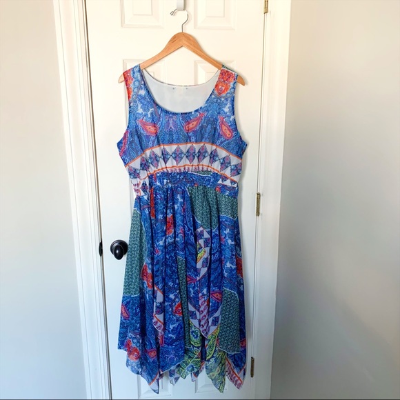 Dresses | Colorful Bohemian Sundress With Patchwork Pattern Size Xl ...